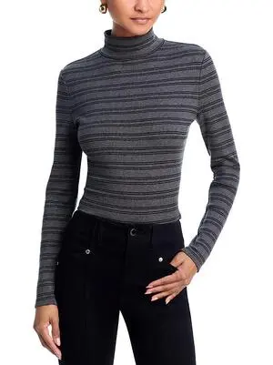 Veronica Beard Nate Stripe Long Sleeve Top - Heather Gray