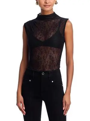 Veronica Beard Mylie Lace Sleeveless Top - Black