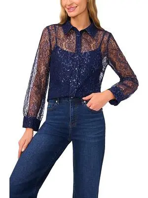 CECE DUPRAZ Relaxed Long Sleeve Button-down Shirt - Classic Navy
