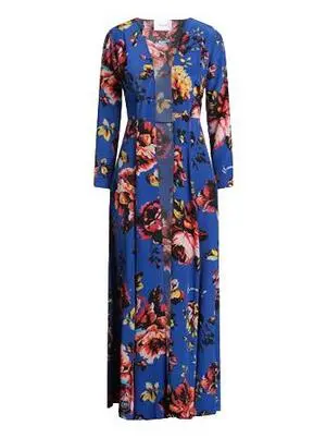 We Are Leone Floral Print Silk Overcoat - Blue