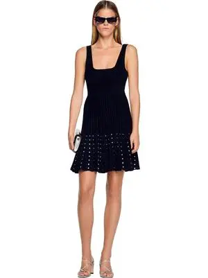 Sandro Mini Rhinestone Skater Dress - Black