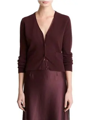 Vince Satin-trim Wool & Cashmere-blend Cardigan - Burgundy