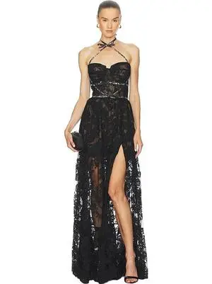V. CHAPMAN Eloise Gown - Black Chantilly Lace