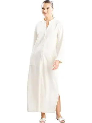 Natori Quilted Geo Knit Jacquard Zip Lounger - White