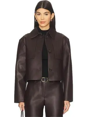 Theory Crop Leather Trench - Cacao