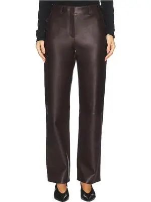 Theory Straight Classic Leather Pant - Cacao