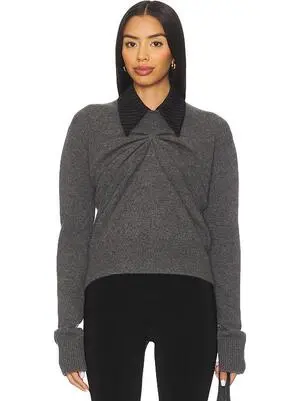 KATE BARTON Pinched Crewneck Sweater With Collar - Grey