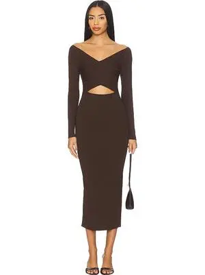 Lapointe Matte Viscose Cross Front Dress - Dark Brown