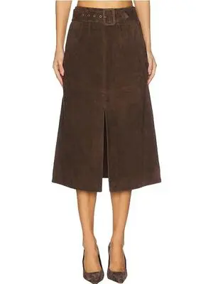 Veronica Beard Alexie Leather Skirt - Mocha