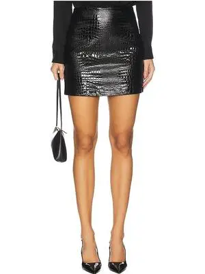 L'Agence Gerard Croc Mini Skirt - Black