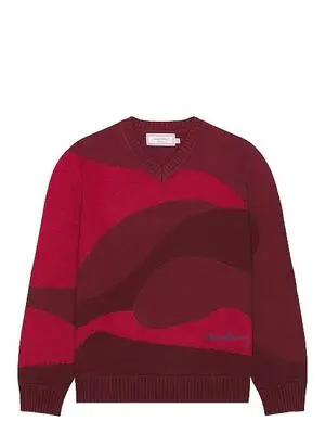 HOUSE OF SUNNY Oversized V-neck Sweater - Ruby Red