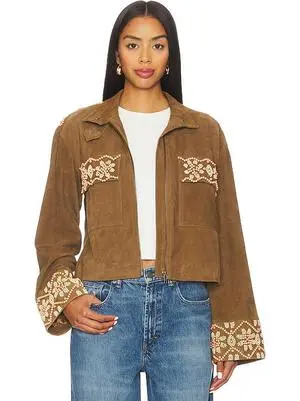 Free People Bali Fading Moon Jacket - Olive Brown