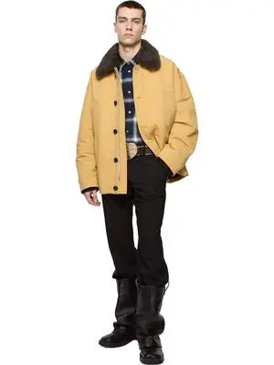 Acne Studios Nylon Jacket With Shearling Collar Sand Beige