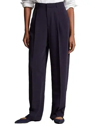 Ralph Lauren Satin Straight-leg Pants - Navy