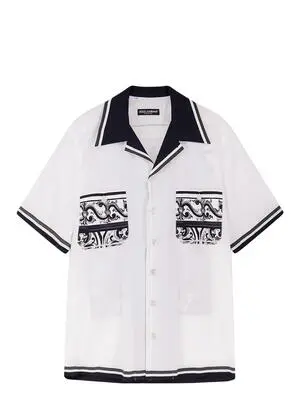 Dolce & Gabbana Cotton Shirt With Maxi Maiolica Print On The Back - White