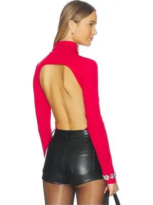 DES_PHEMMES Bodysuit With Rhinestone Embellishments - Red
