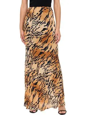 NEVER FULLY DRESSED Tiger Print Sheer Skirt - Brown