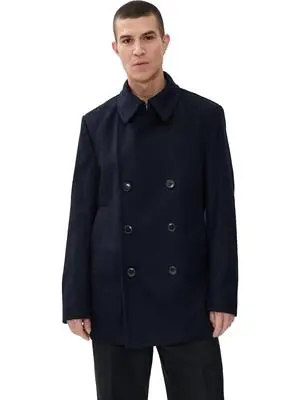 BOSS H-hyde Pea Coat - Dark Blue