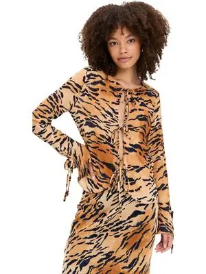 NEVER FULLY DRESSED Tiger Cali Top - Brown