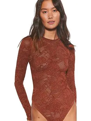 Free People Intimately Hidden Gems Bodysuit By - Brandy Wine