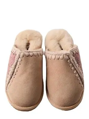 Mou Crochet Craft Slippers - Rose Beige