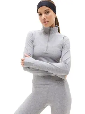 Athleta Softluxe Half-zip Top - Light Grey Heather