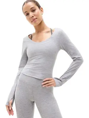 Athleta Fitted Softluxe Top Light Grey Heather
