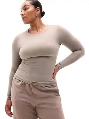 Athleta Bodymove Crew Neck Long Sleeve Top - Mortar Mushroom