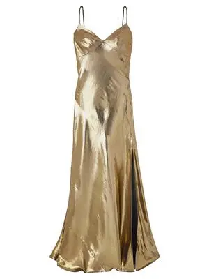 SELF-PORTRAIT Satin Maxi Dresss Gold