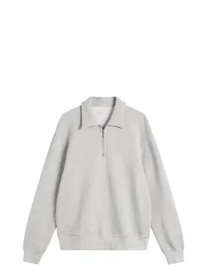 LADY WHITE CO. Cotton Wool Quarter Zip Sweatshirt - Heather Grey