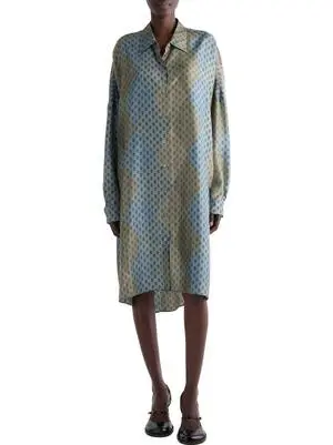 Dries Van Noten Dindia Print Silk Shirtdress - Stone