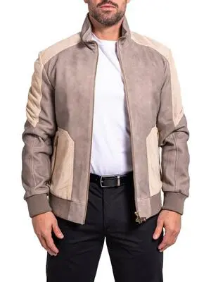 MACEOO Resistance Mixed Media Suede Jacket - Grey