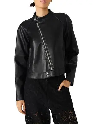 Steve Madden Jett Faux Leather Moto Jacket - Black