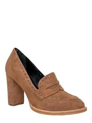 L'Agence Penny Loafer Suede Pumps - Sand Suede