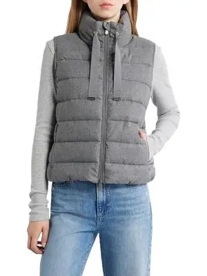 SAVE THE DUCK Nyla Water Repellent Quilted Puffer Vest - Mid Grey Melange