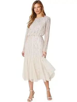 COAST Sequin Long Sleeve Midi Dress