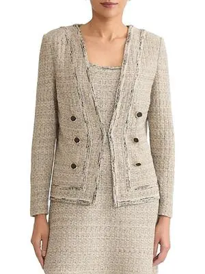 Ming Wang Shimmer Tweed Knit Jacket - Gold/black