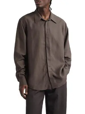 Our Legacy Evening Button-up Shirt - Draping Brown Liquid Tencel