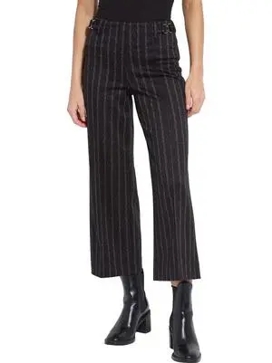Lyssé Isabel Pinstripe Ponte Wide Leg Pants - Charcoal Lane