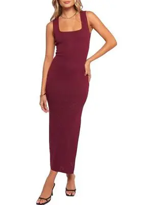 PETAL & PUP Ribbed Body-con Maxi Dress - Cherry