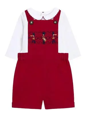 JOJO MAMAN BEBE Smocked Overalls And Bodysuit - Red