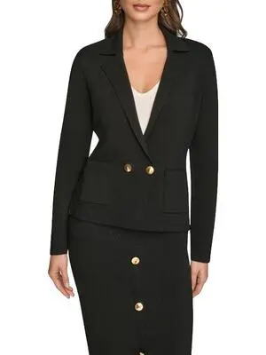 Donna Karan New York Double-Breasted Knit Blazer Black