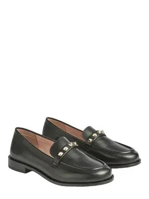LK BENNETT Stellar Studded Leather Loafer - Black