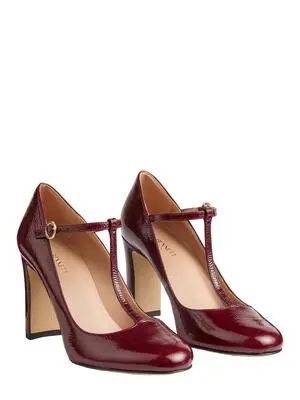 LK BENNETT Annalise T-strap Pumps - Burgundy
