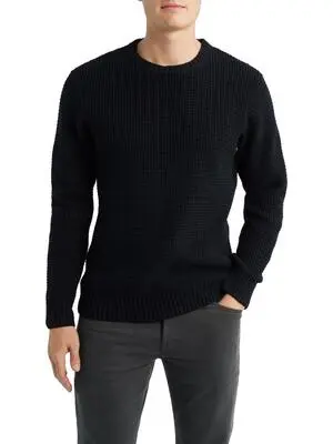 James Campbell Laggan Waffle Stitch Crewneck Sweater - Black