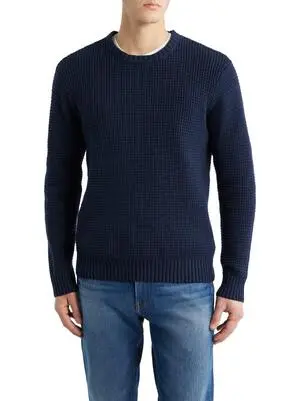 James Campbell Laggan Waffle Stitch Crewneck Sweater - Navy