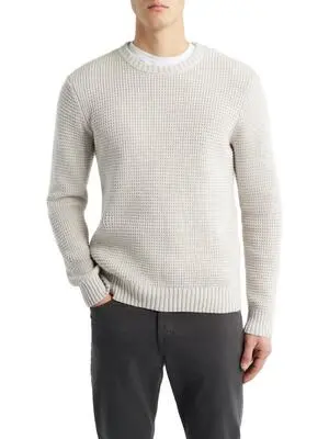 James Campbell Laggan Waffle Stitch Crewneck Sweater - Pearl