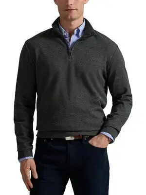 Polo Ralph Lauren Textured Double Knit Quarter Zip Pullover Windsor Heather/blackboot
