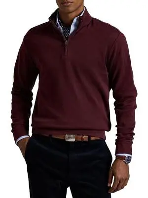 Polo Ralph Lauren Textured Quarter-Zip Pullover Spring Wine Heather/blackboot
