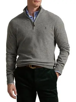 Polo Ralph Lauren Regular Fit Wool Quarter Zip Sweater - Fawn Grey Heather